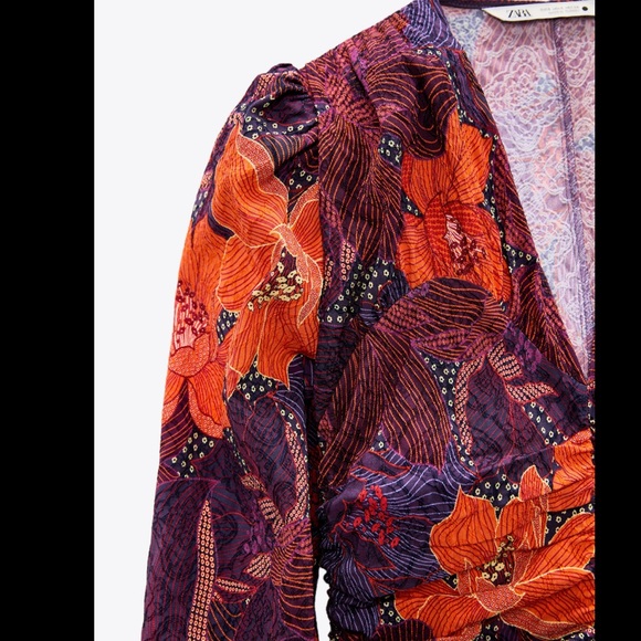 Zara | Tops | Lastzara Multicolored Floral Print Draped Top Size S ...